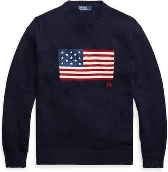 Polo Ralph Lauren Baumwollpullover mit Print in Blau