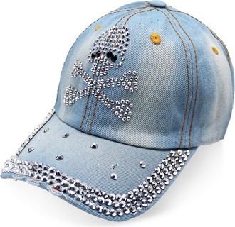 Glamexx24 Jeans Baseball Cap Unisex mit Strasssteinen Basecap mit Verstellbarer Schnalle Sonnen Kappe f&uuml;r Wandern und Sport