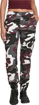 Urban Classics Damen Ladies High Waist Camo Cargo Pants Hose, Mehrfarbig (Wine 02244), W(Herstellergröße: 30)