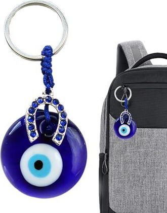 Generic Porte-clés portable avec pendentif papillon mauvais oeil, yeux bleus, avec couleur vive et lisse, pour sacs à dos, sacs à main, sacs à main, Motif fer