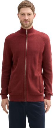 Tom Tailor Herren Strickjacke aus Baumwolle, 35676 - Burgundy Dark Red Melange, M