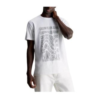 Calvin Klein Homme, Tops, Blanc, Taille: XL T-shirt Blanc Moderne et Sophistiqué