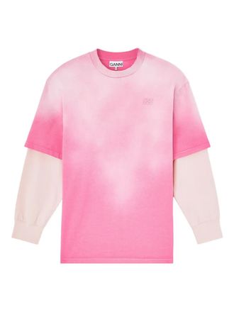 Ganni t-shirt superpos&eacute; &agrave; logo - Rose