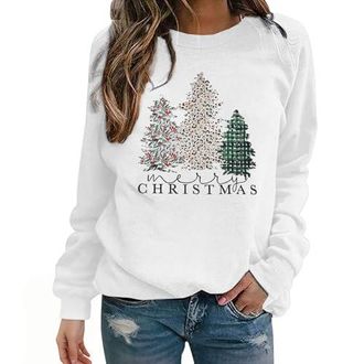 Generic Pull de Noël pour femme - Haut de Noël amusant et moche - Imprimé graphique festif - Pull à manches longues - Style décontracté - Pour fêtes de vacanc