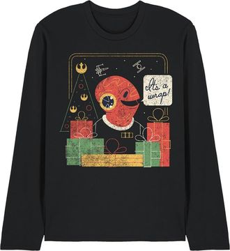 Star Wars WHITELISTED Unisex Star Wars Retro Christmas Admiral Ackbar Wrap Trap Long Sleeve, Black T-Shirt, Schwarz, L