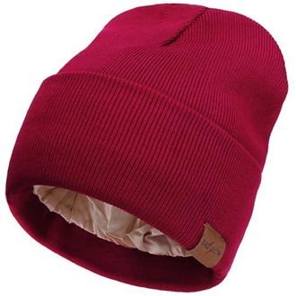 Dreshow Bonnet dhiver Doubl&eacute; de Satin pour Femme Homme Doux et Chaud Bonnet Hiver avec Doublure Soyeuse Tricot&eacute; Chapeau avec Satin Doubl&eacute; Beanie Unisexe