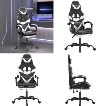 vidaXL vidaXL Gaming-Stuhl mit Fußstütze Drehbar Schwarz & Weiß Kunstleder