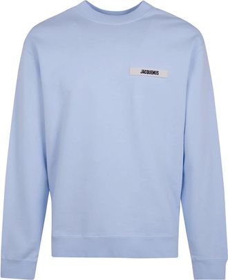 Jacquemus Homme, Sweatshirts et sweats &agrave; capuche, Bleu, Taille: L Le SweaT-shirt Gros Grain Round Neck SweaT-shirt