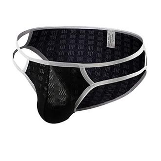 Generic Slip en maille pour homme - Taille &eacute;lastique - Coupe d&eacute;contract&eacute;e - Confortable - Culotte de sport anti-frottement - Cadeau pour homme, Noir, XXL