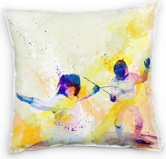 Paul Sinus Art Fechten III Deko Kissen mit Füllung 40x40cm für Couch Sofa Lounge Zierkissen - Dekoration zum Wohlfühlen