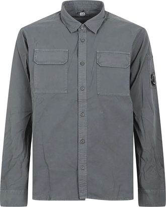 C.P. Company C.p. Company, Homme, Chemises, Gris, Taille: XL Chemise &agrave; manches longues en gabardine