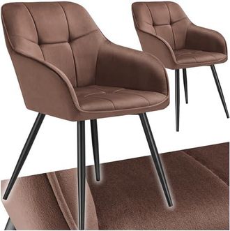 TecTake Lot de 2 Chaises de Salle &agrave; Manger Modernes Rembourr&eacute;es Velours satin&eacute; Fauteuil Salon Chaise Scandinave Pieds en Acier