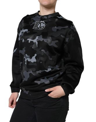 Dolce & Gabbana Camouflage Logo-Embroidered Sweatshirt - Black