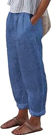 ORANDESIGNE shownicer Pantalon Coton Lin Femme Large en Mélange Pantalon Chic Pantalons Casual Jambe Jogging Yoga Gym Pantalon Sarouel Fitness Pantalon Large Tail