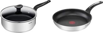 T-fal Primary sauteuse 24cm + couvercle verre, Garantie 10 ans, Acier inoxydable de premi&egrave;re qualit&eacute; & Emotion Po&ecirc;le 20 cm, Rev&ecirc;tement antiadh&eacute;sif, Garantie