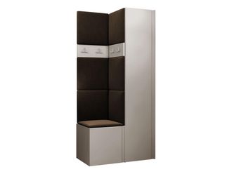 Mirjan24 Garderoben-Set Monati XXIV, Kleiderschrank, Schuhschrank mit 3 F&auml;cher, 2X Kleiderhakenbrett, Gepolstertes Paneel/Wandpaneel, 4 Doppelhaken, Flurgarder