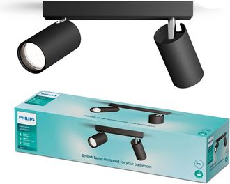 Philips Idris LED 2er Spotleuchte, GU10 Lampe nicht enthalten, Schwarz, IP44, wasserfest