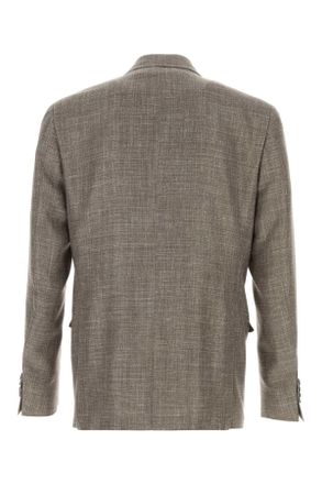 Canali Mens Monopetto Blazer Gray Wool Silk Linen Blazers