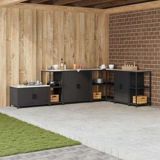 vidaXL Vidaxl - tag&egrave;re de rangement de cuisine avec &eacute;tag&egrave;re Noir Acier