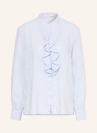 Soluzione - Camiceria Ticino Leinenbluse Mit Volants blau