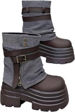 Generic Bottes dhiver pour femme et femme - Style britannique - Bottes moulantes pour femme - Bottes r&eacute;tro tendance et polyvalentes - Chaussures &eacute;l&eacute;gantes, ma