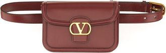 Valentino Garavani Womens 9to5 Leather Pouch Bordeaux Belt Bags