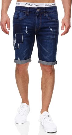 Indicode Herren Roberts Jeans Shorts mit 5 Taschen | Herrenshorts Used Look für Männer Blue, 3XL