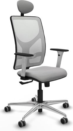 Piqueras y Crespo Schreibtischstuhl in Grau und Wei&szlig;, mit wei&szlig;en und schwarzen Armlehnen, h&ouml;henverstellbare Lendenwirbelst&uuml;tze und festes Kopfteil, Wei&szlig;/Hellgrau