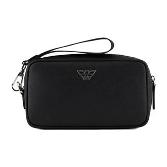 Emporio Armani Schwarze Kosmetiktasche mit Armband - - Bags - Herren - Schwarzk - ONE SIZE
