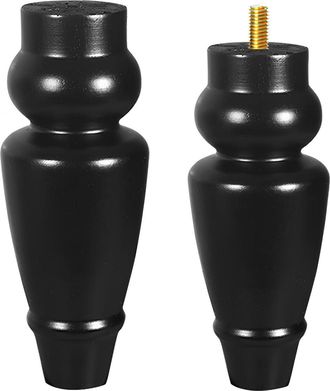 Generic Vintage-M&ouml;belbeine Aus Massivholz F&uuml;r Sofa, Bett Und Couch, Universelle Ersatzf&uuml;&szlig;e F&uuml;r Kommoden Mit M8-Schrauben/Montageplatte Und Schrauben(Black-a,1