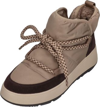 FitFlop F-Mode Damen-Stiefelette mit resistentem Biofleece-Netzgewebe, Flatform-Stiefelette, Taupe, Größe 37, taupe, 37.5 EU