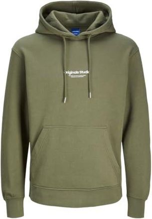 Jack & Jones Sweat à capuche imprimé pour homme, Vert olive, XXL