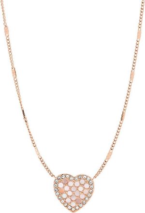 Fossil Damenkette Val Mosaic Heart Edelstahl roségoldfarben, JF03164791