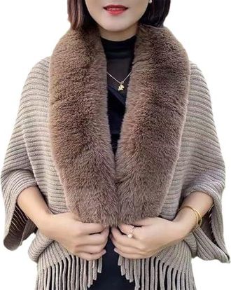 Generic Châle doux et châle avec manches pour femmes, châle tricoté ample et épais, pour robes de soirée, mariages, café, Taille unique