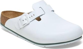 Birkenstock Boston Pro Sabots en cuir - Chaussures de travail certifi&eacute;es de haute qualit&eacute; pour la m&eacute;decine, la restauration et le service, Blanc., 45 EU Schmal