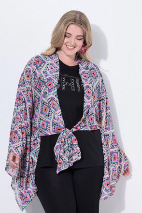 Miamoda Blusenjacke Blusenbolero oversized grafisches Muster Langarm