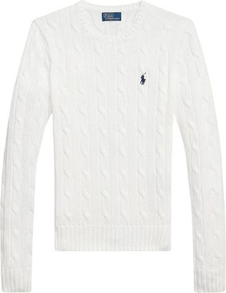 Polo Ralph Lauren Femme, Pulls, Blanc, Taille: 38 FR Pull en maille torsad&eacute;e &agrave; col rond