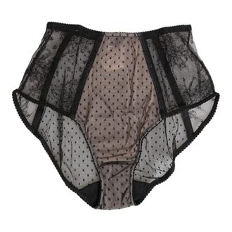 Dolce & Gabbana Schwarze Sheer Polka Dot Spitzenbriefs - - Underwear - Damen - Mehrfarbig - S