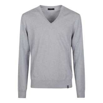 Fay Stylischer V-Ausschnitt Pullover - - Knitwear - Herren - Grau - XL