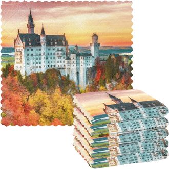 Mnsruu Neuschwanstein Castle Geschirrtücher 6 Pack Küchentücher Geschirrtücher Polyester Geschirrtuch für Küche