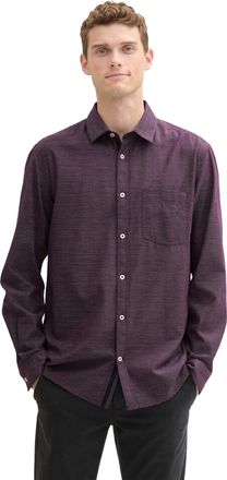 Tom Tailor Herren Regular Fit Hemd mit Brusttasche, 36679 - Purple Diagonal Structure, XXXL