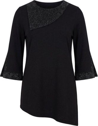 Ulla Popken T-Shirt Shirt Ziersteine A-Linie Rundhals 3/4-Arm