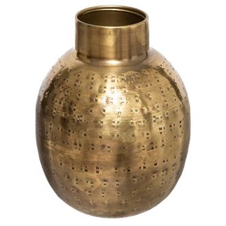 Atmosphera Atmosphera - Vase Oasis - geh&auml;mmertes Metall - goldfarben H. 15 cm - Model 2
