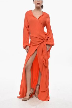 Super Blond Maxi-Wickelkleid mit G&uuml;rtel Gr&ouml;&szlig;e Unica