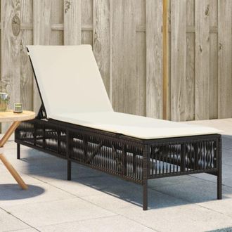 vidaXL Sonnenliege mit Auflage Braun Poly Rattan Vidaxl