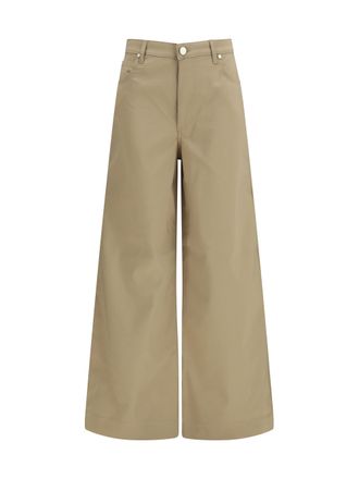 Cruna Womens Five-Pocket Pants Taupe Cotton Trousers