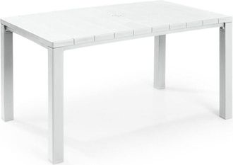 Dmora Dmora - Gartentisch Quiliano, Picknickbasis, Garten-Esstisch, Mehrzweck-Au&szlig;enbank, 147x90 h75 cm, Wei&szlig;