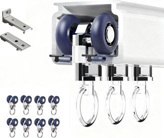 Generic Aluminium Gardinenschiene 1 L&auml;ufig, Gardinenstange f&uuml;r Decke oder Wand, 0.5 m - 15 m Vorhangschiene F&uuml;r Raumteiler, Vorhangstange mit Stummen Rollen, 