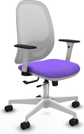 Piqueras y Crespo Schreibtischstuhl, wei&szlig; und lila, mit 1D-Armen, h&ouml;henverstellbare Lendenwirbelst&uuml;tze, ausgestattet mit Syncro/Traslack und Schneideschaum, Wei&szlig;/Lila