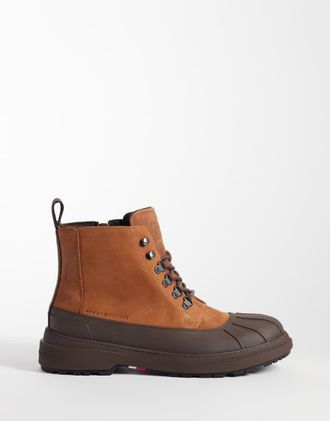 Tommy Hilfiger Norwood Premium-Leder-Wanderschuhe mit Gummidetails in Hellbraun